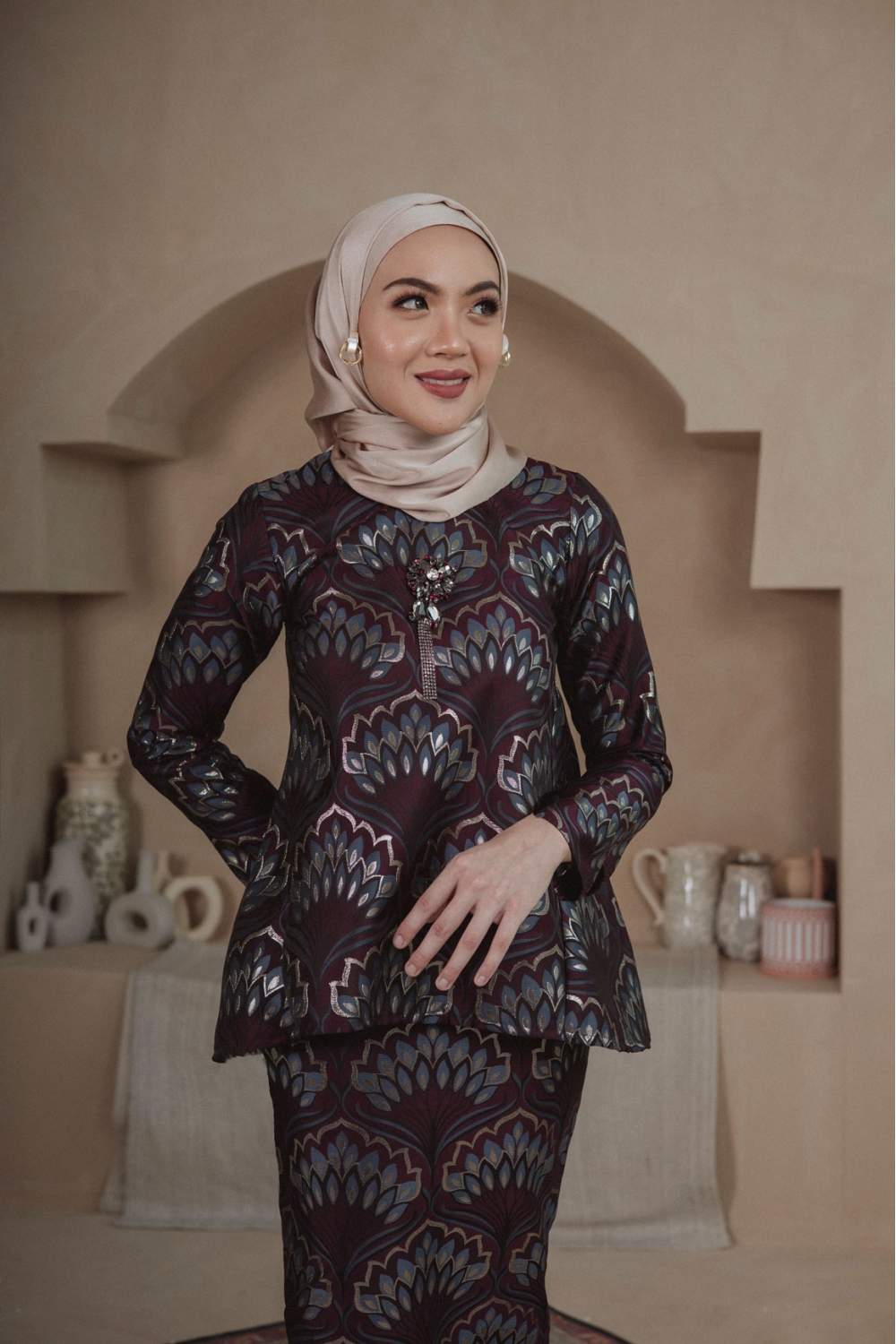 Wirda Brocade Saree - Maroon